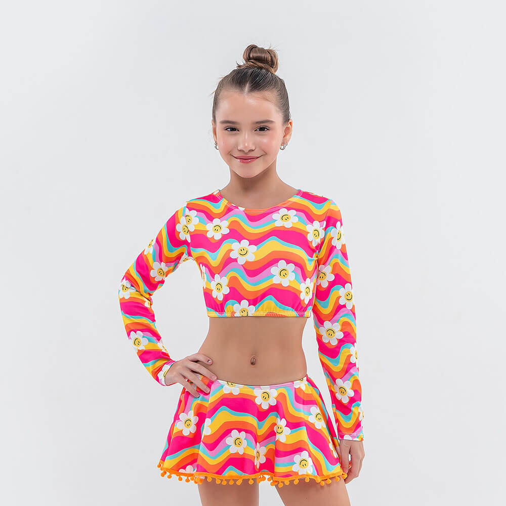 Biquíni Infantil Saia Flores - Mini Belas